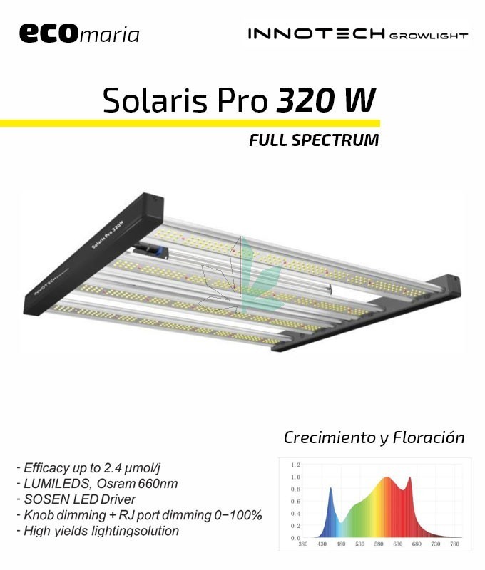 Solaris Pro 320 wts - led mixto para cultivo indoor marihuana-Ecomaria